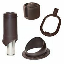 Вентиляционный выход (комплект) 125 мм h-500 утеплённый Krovent, труба вытяжная на крышу с грибком и проходным элементом для вентиляции кровли и чердака под мягкую кровлю+уплотнитель гидрозатвора, коричневый (Ral 8017)