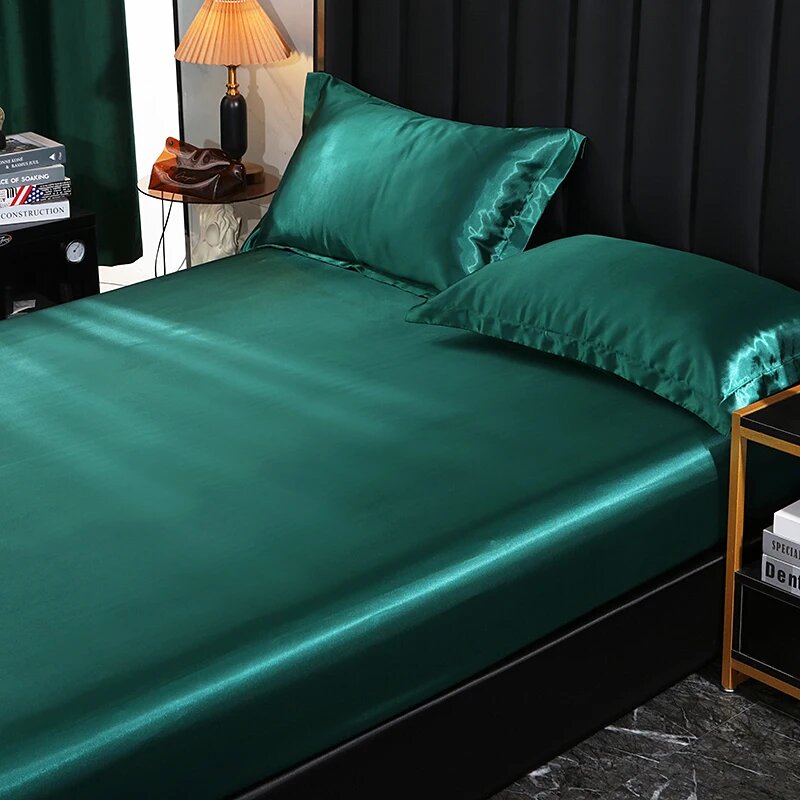 Простыня Dreamreal из шелка тутового шелкопряда Изумрудный, 160x200x30cm, Color 14