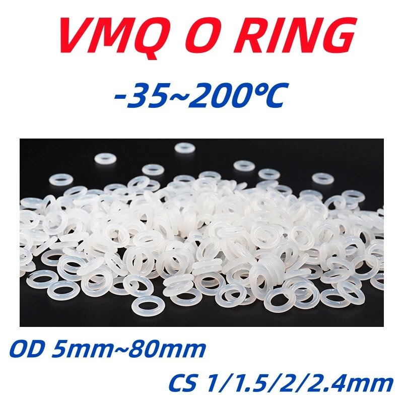 Силиконовые уплотнительные кольца VMQ OD 5-80 мм CS 1/1.5/2/2.4 мм