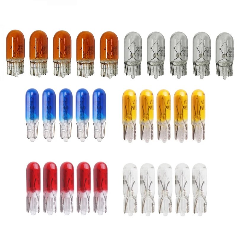 10 шт. T5 12 в 1,2 Вт T10 W5W 501 194 фиолетовая галогенная лампа приборная панель белого white, Т5