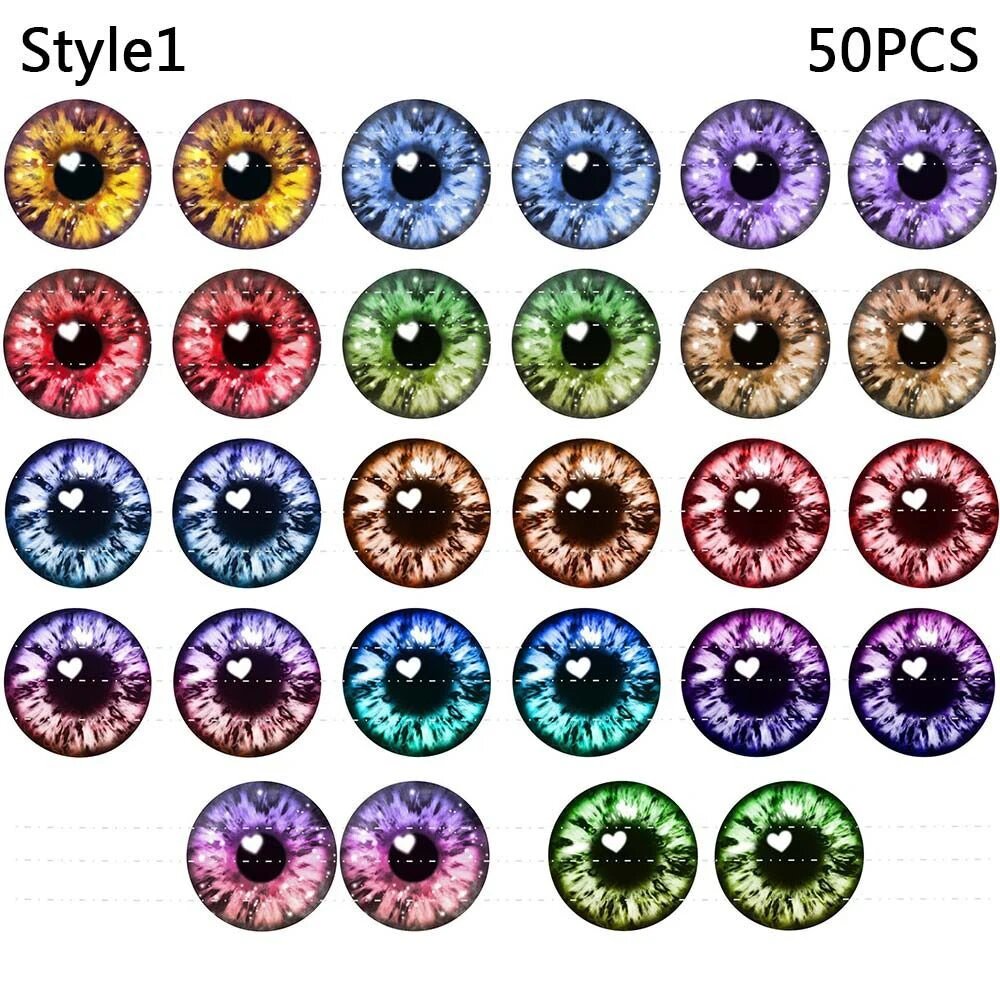 Кукольные глаза стеклянные 6/8/10 мм 50 шт./25 пар Style 1, 6mm