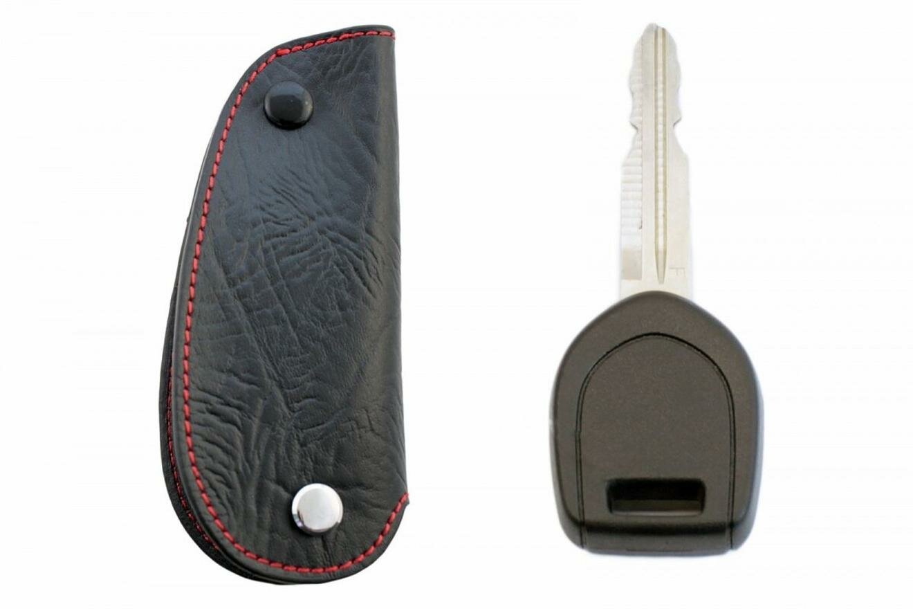 Чехол BGT для автомобильного ключа Mitsubishi (Митсубиси), кожа, влагозащитный, ударопрочный, черный