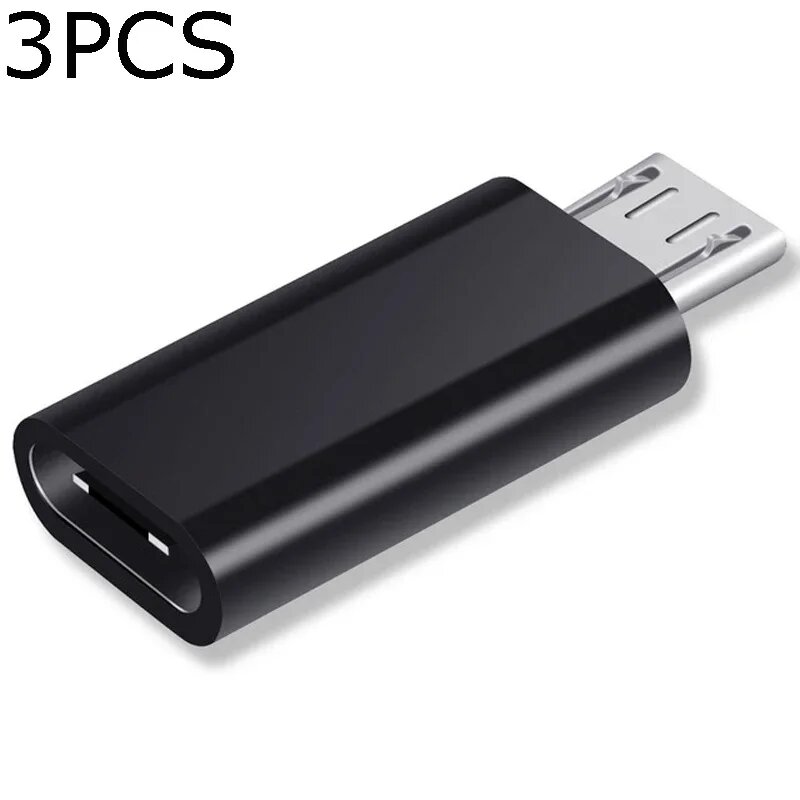 Переходник с USB Type C «Мама» на Micro USB «папа», зарядное устройство с разъемом Type-C Micro USB, адаптер для Xiaomi Redmi Huawei, конвертер для телефона A-Black-3PCS