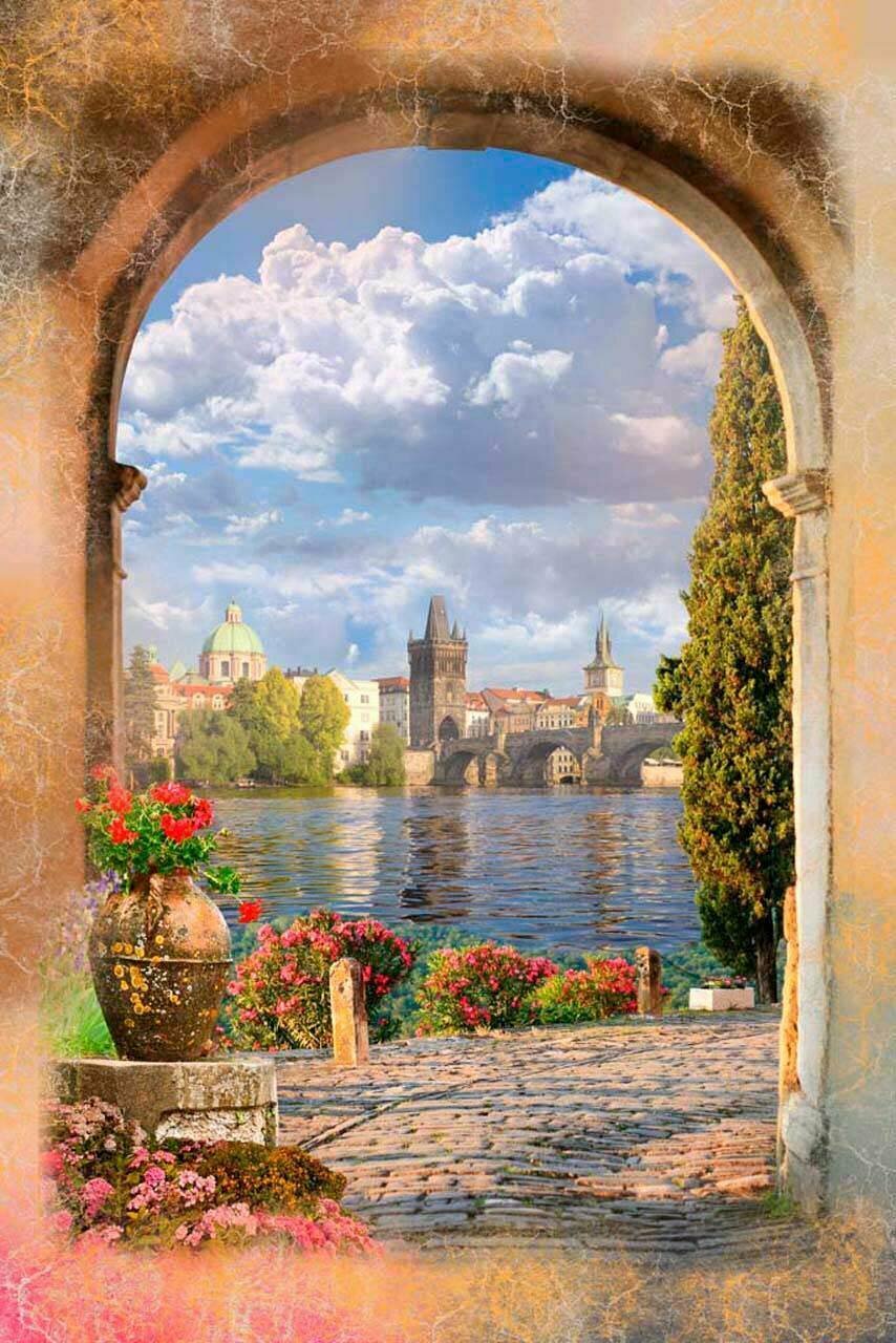 Фотообои Вид на город из арки 5-059-S 265 х 180 см (ВхШ) Бесшовные, флизелиновые, влагостойкие обои MasterFresok