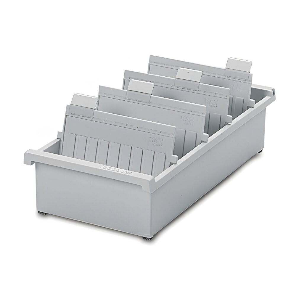 Картотека пластиковая формат А5 (210х148 мм) горизонтальная на 1300 карт, серая, HAN (Германия), НА955/0/11