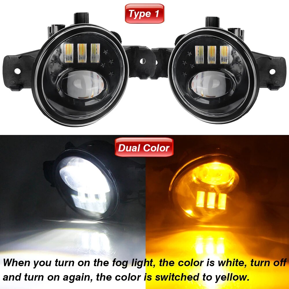 2 шт. Автомобильные светодиодные линзы H11 Противотуманные фары в сборе DRL 30 Вт для Suzuki Landy Nissan Serena C27 (Pre-Facelift) 2016 2017 2018 2019 Type 1 Dual Color
