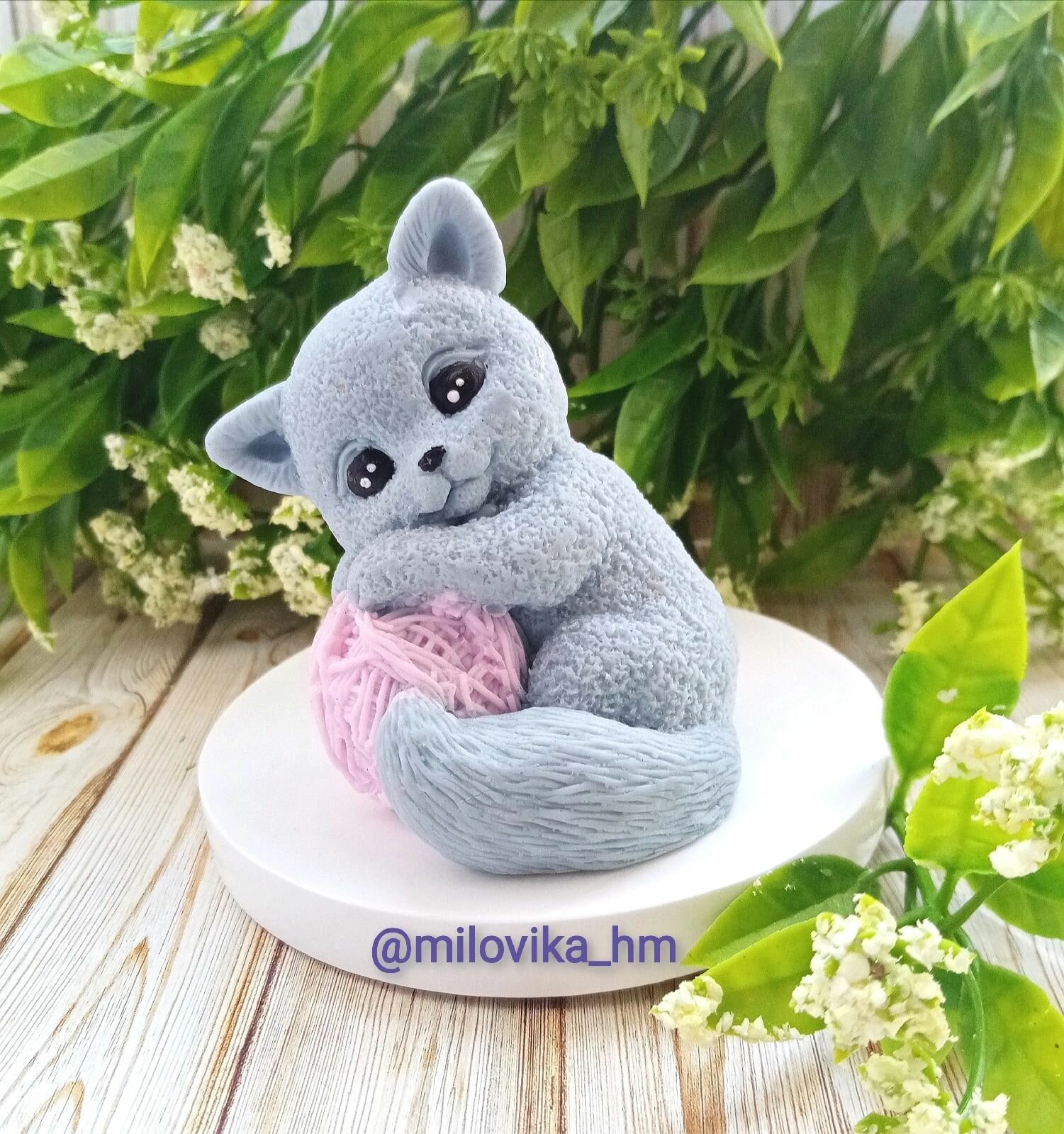 Сувенирное мыло кот с клубком ароматное от milovika в прозрачном пакете