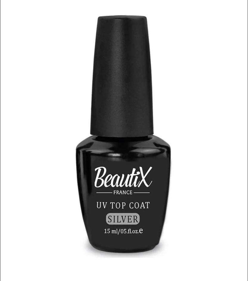 Финишное покрытие без липкого слоя с голубым шиммером Silver 15мл, Beautix