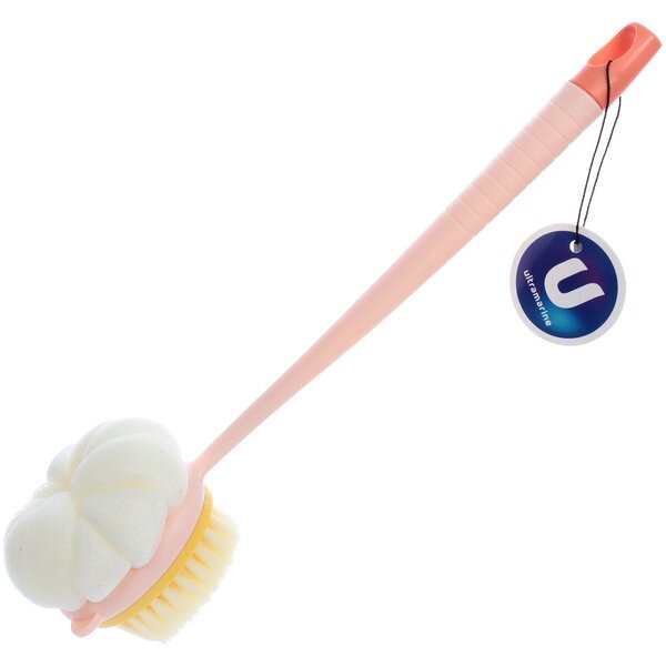 Мочалка ULTRAMARINE массажная "Premium - Kolista" на пластиковой ручке, розовая вуаль, 35х6,5х8 см
