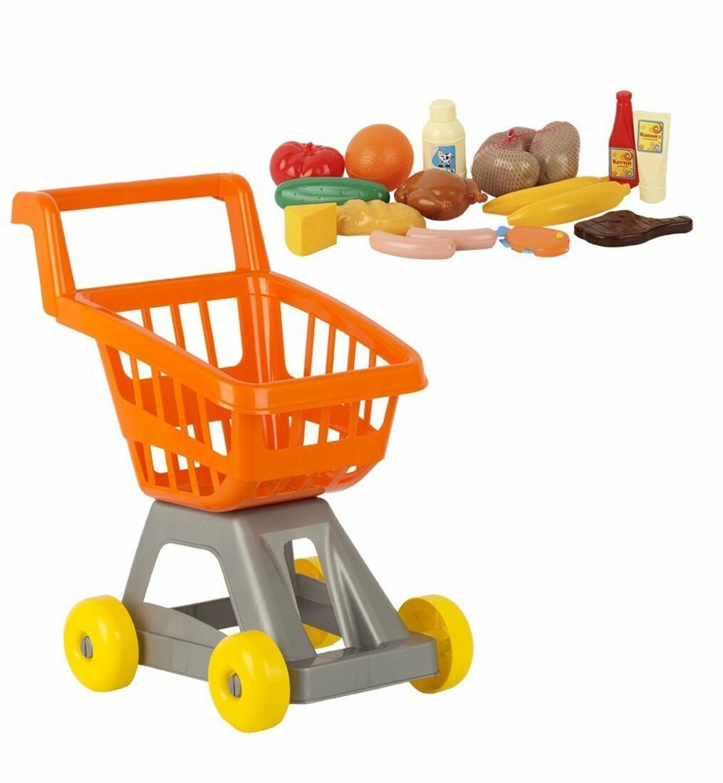 Тележка для супермаркета Стром игрушечная, с продуктами (У999)