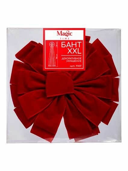 Новогоднее украшение Феникс "Бант красный", материал полиэстер, размер 4х130х28 см (91407)