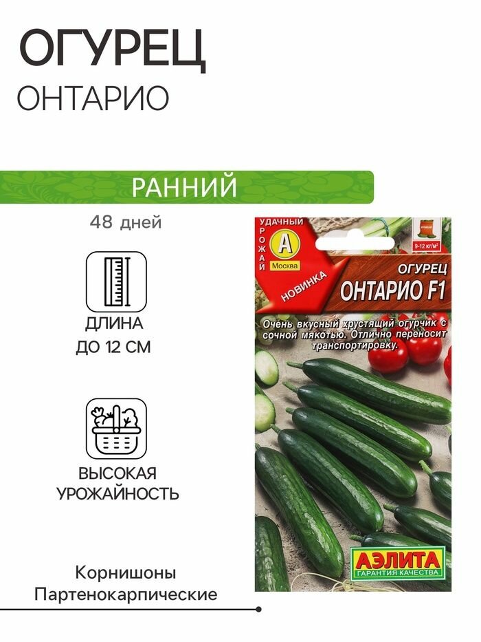 Семена Агрофирма Аэлита Огурец ранний "Онтарио" F1, 10 шт