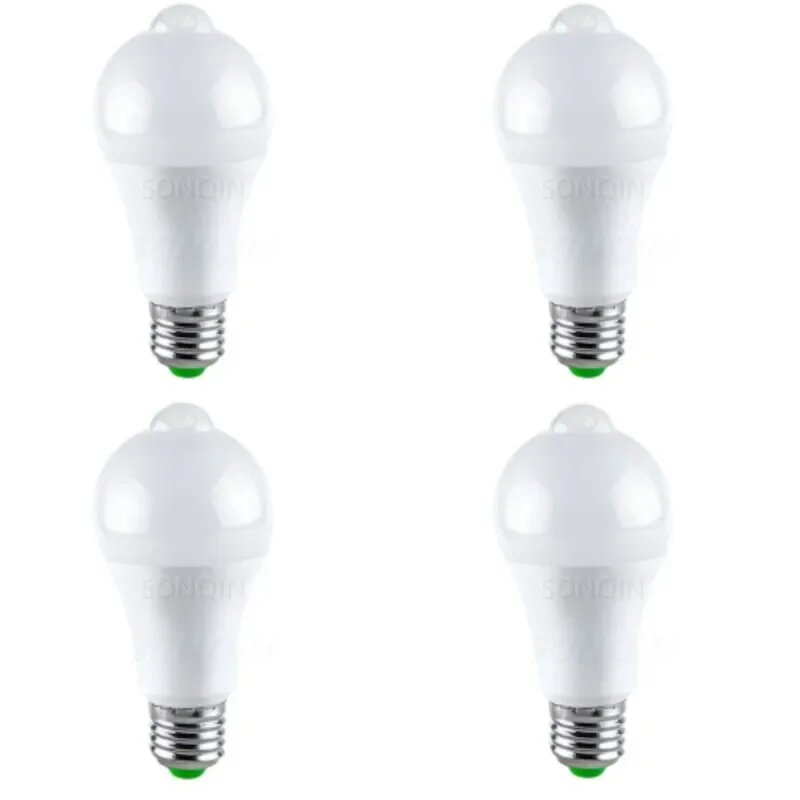 THEBSE Светодиодная лампа с датчиком движения E27 теплый/белый свет 12W 4PCS, Cold White, AC220V
