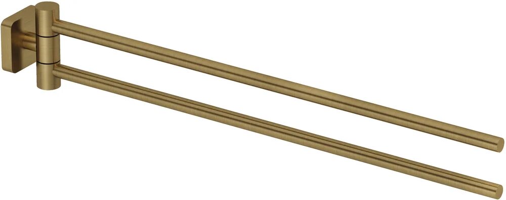 Держатель для полотенец Kludi Vela S 25977N0 поворотный, золотой, латунный, держатель для полотенец в ванную, двойной, круглый