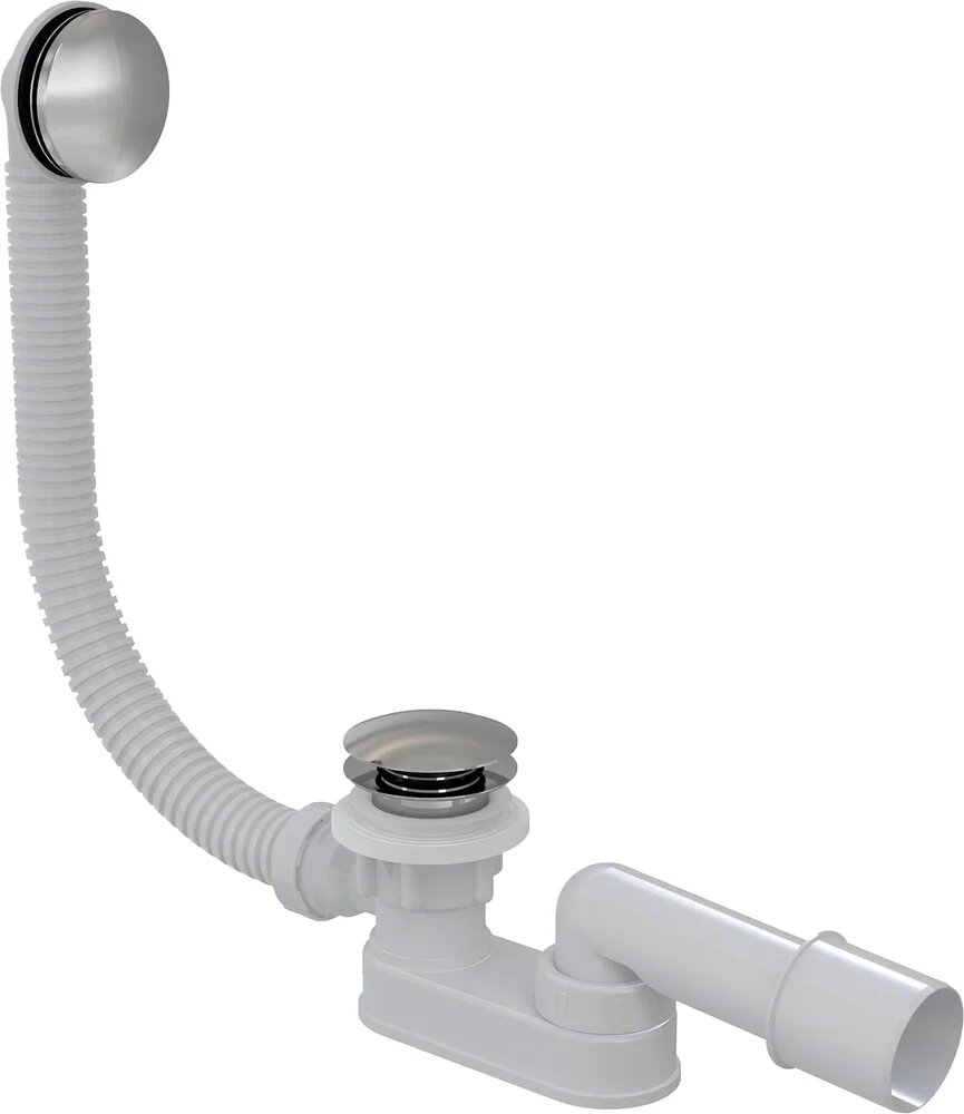 Слив-перелив для ванны AlcaPlast A504CKM 52 мм, клик-клак, хром, с сифоном