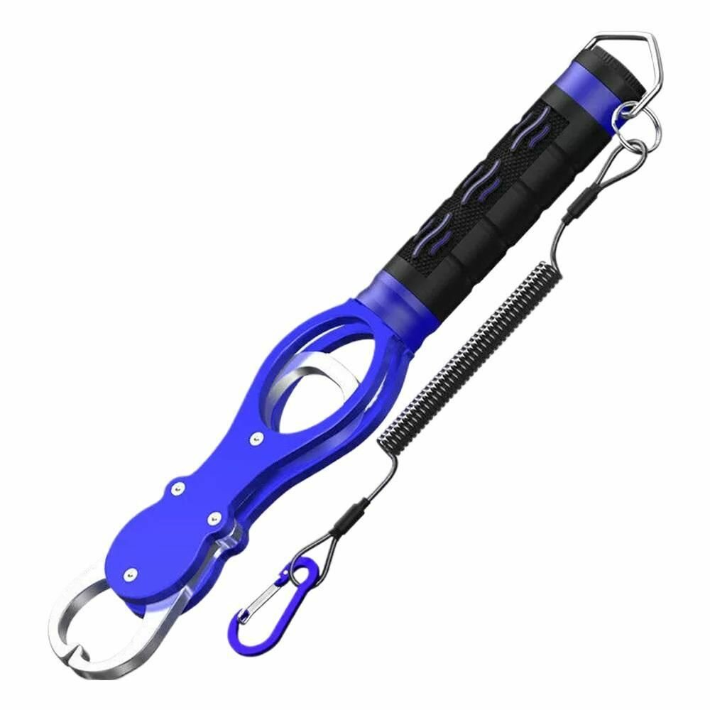 Захват челюстной Липгрип металлический нержавеющая сталь, с весами для рыбалки lipgrip красный с карабином