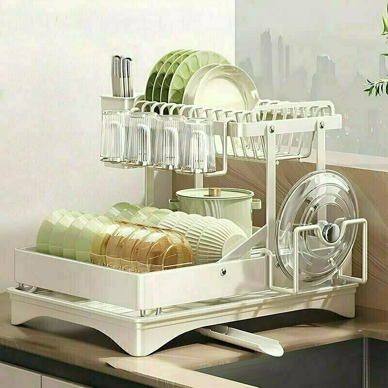 Сушилка для посуды "Aimosi" , настольная, встраиваемая, сталь, белая, 30x42x29,5см