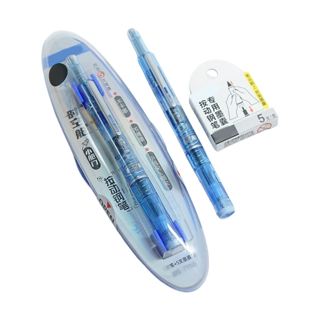 Сменный мешочек для чернил, наконечник пера для начинающих заниматься каллиграфией-стираемый синий-светло-голубой стержень