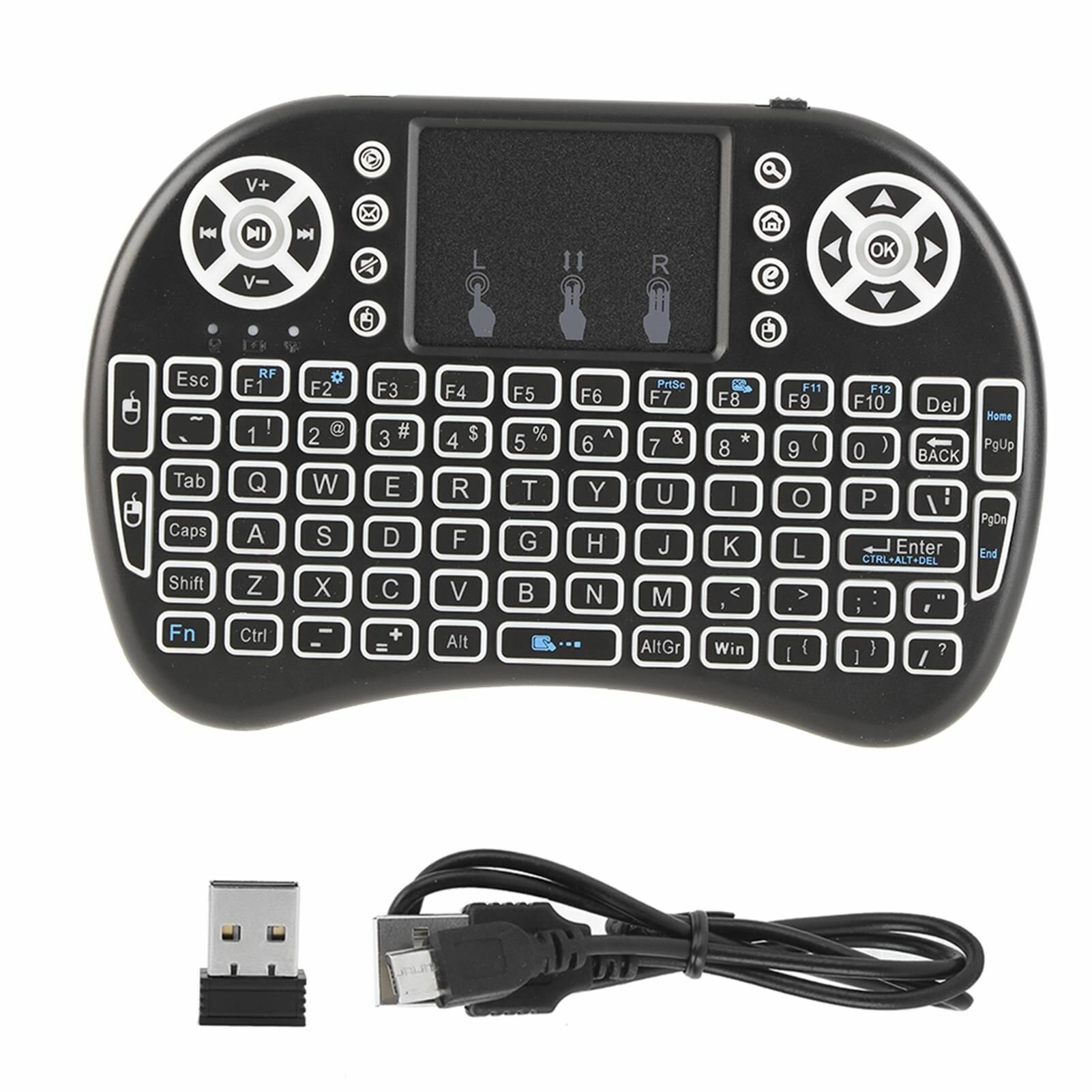Мини беспроводная клавиатура Flymouse с сенсорной панелью, пультом дистанционного управления 2.4G, RGB-подсветкой семи цветов, компактный дизайн для Smart TV, ПК