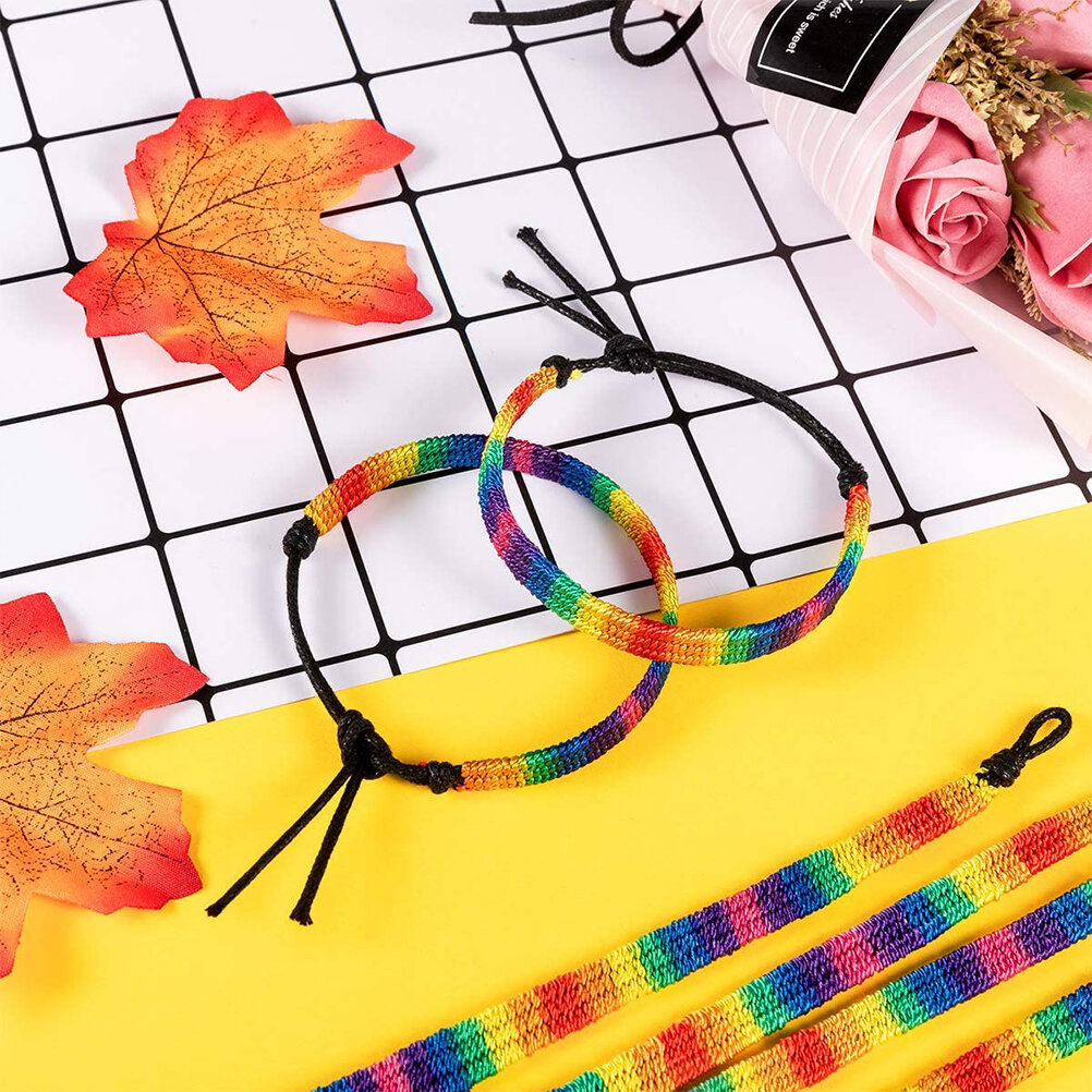 Ремешок радужной дружбы ручной работы для мальчиков и девочек, регулируемый плетеный браслет