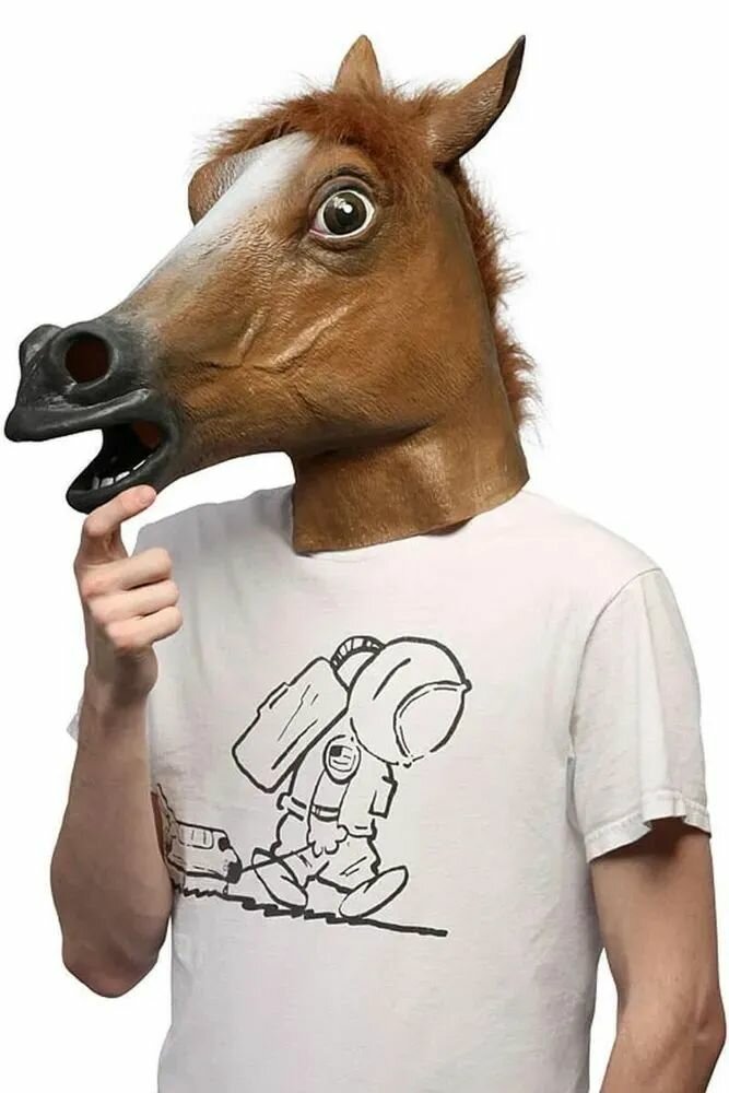 Маска "Голова лошади", латекс, реалистичная, на любой размер, коричневая, 28х36х24см