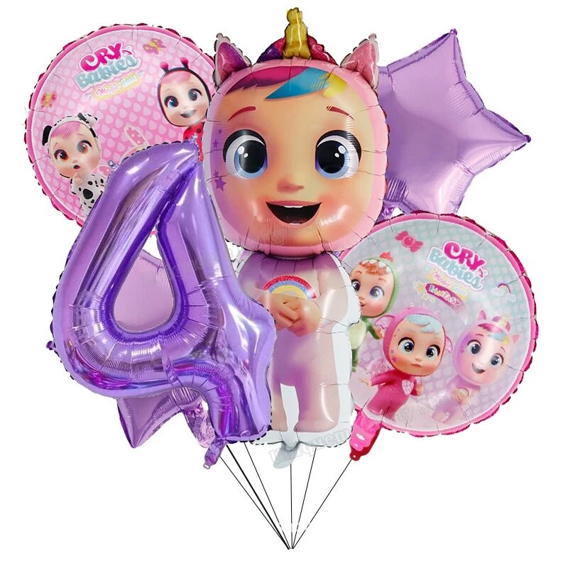 Crybabies набор воздушных шаров с цифрами, детские украшения на день рождения, плач, детский душ, товары для вечеринок для мальчиков и девочек, воздушные шары из фольги с героями мультфильмов, домашний декор