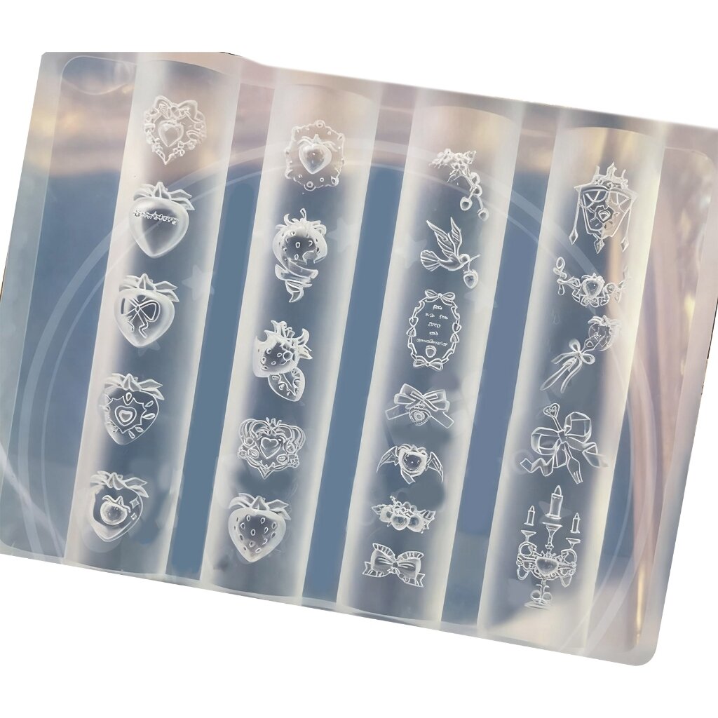 Очаровательный клубничный бантик в форме инструмента для дизайна ногтей с силиконовыми материалами