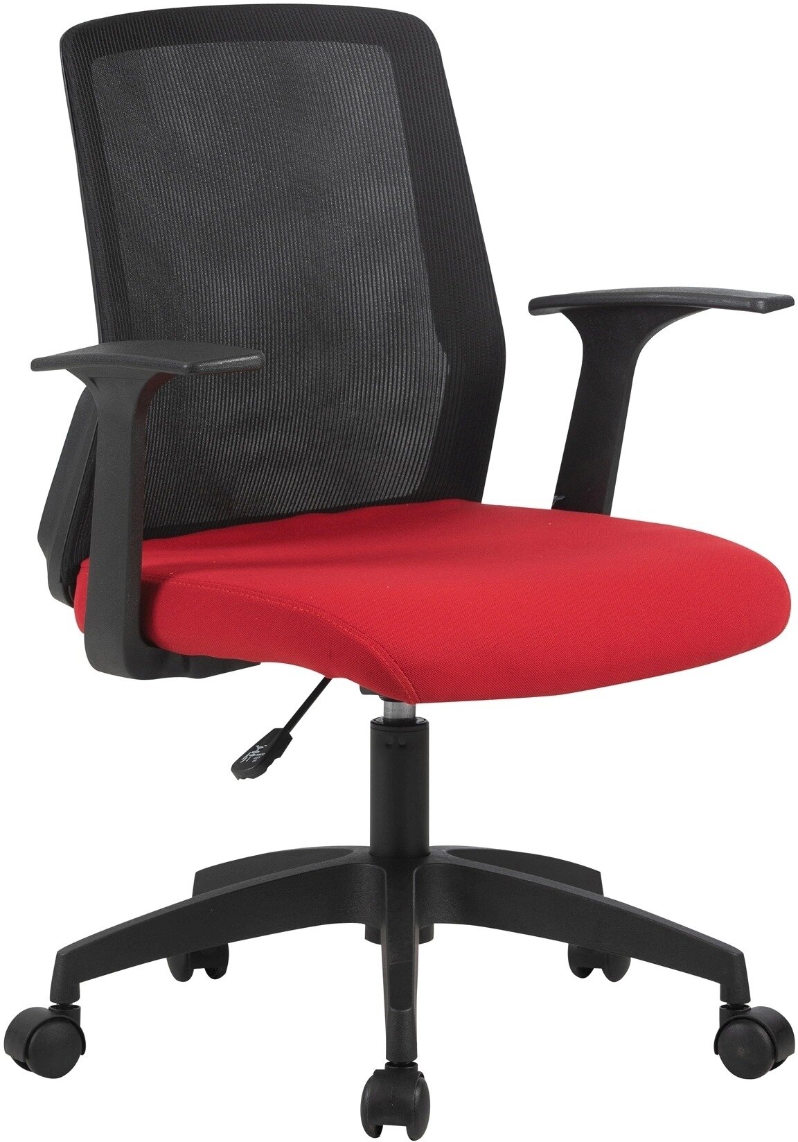 Кресло компьютерное Cactus CS-MC222-BKRD черный, сиденье темно-красный, сетка/ткань, низк. спин. крестов. пластик, пластик черный