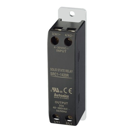 SRC1-1420R, Реле твердотельное, без радиатора, однофазное, вход 4-30VDC, нагрузка 48-480 В~, 20A, случайное переключение