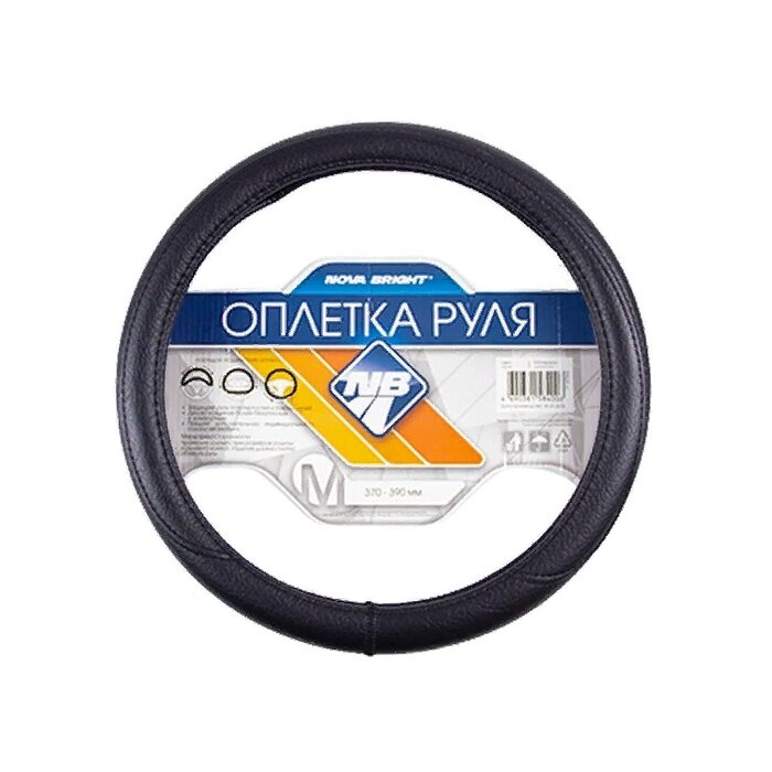 Оплетка рулевого колеса Nova Bright, размер М (38 см), экокожа, черная