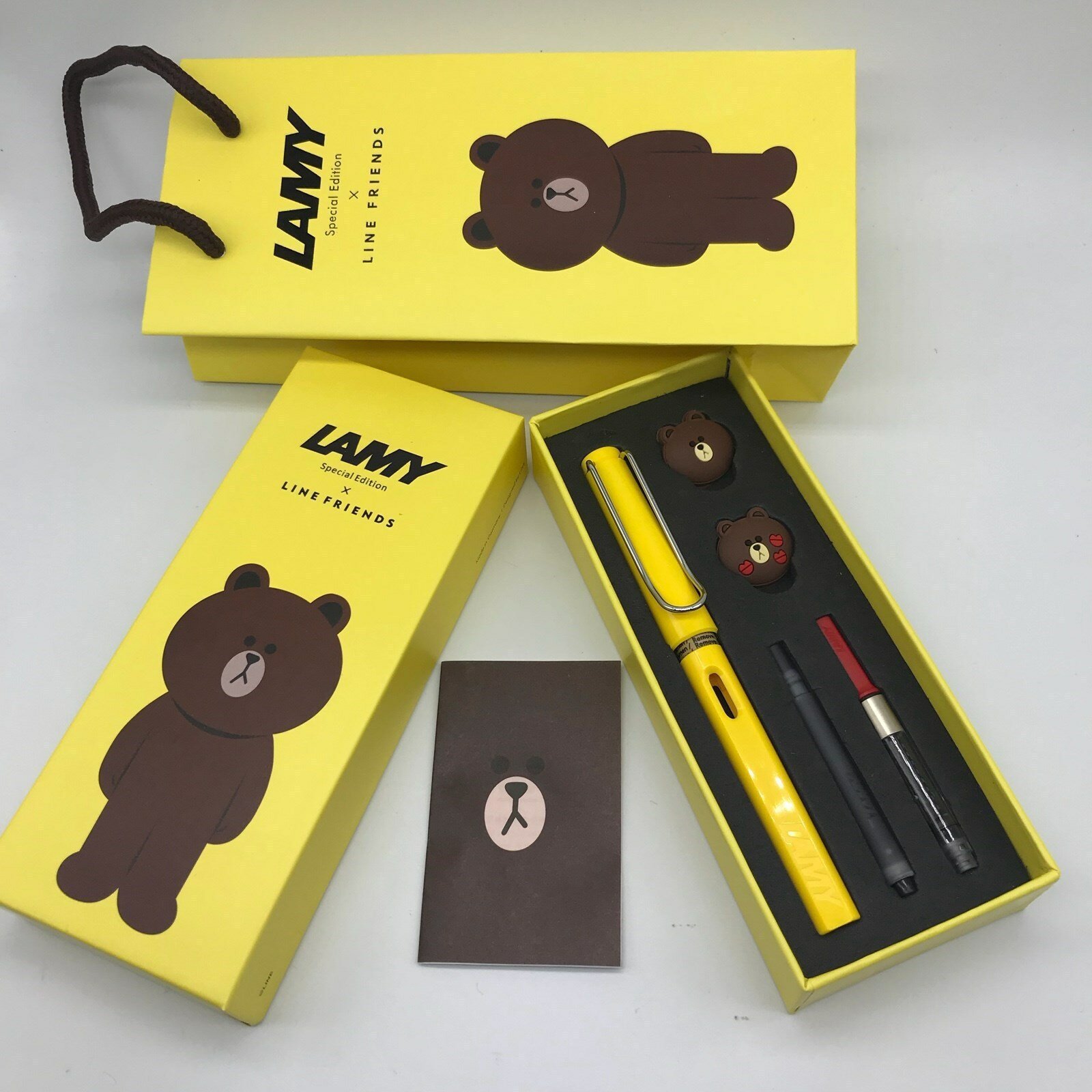 Немецкая перьевая ручка Lamy в подарочной коробке с изображением бурого медведя, предназначенная для обучения письму, с перьями Coni Rabbit и Little Yellow Duck EF.