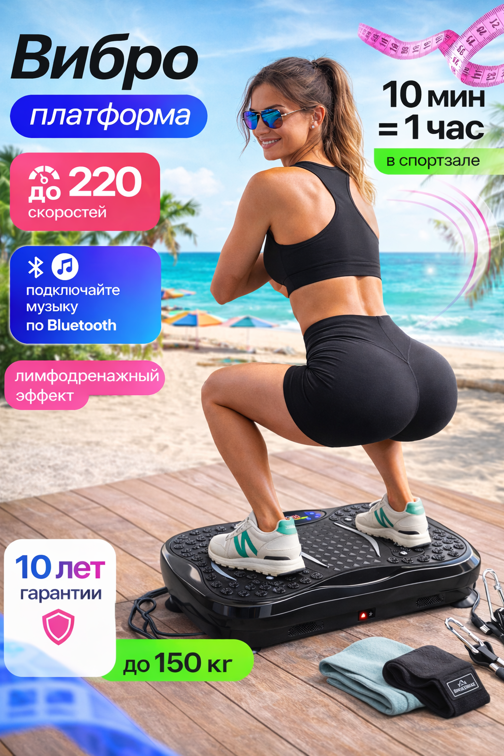 Виброплатформа тренажер для похудения, кардио, степпер для ног, антицеллюлитный, нагрузка 150 кг