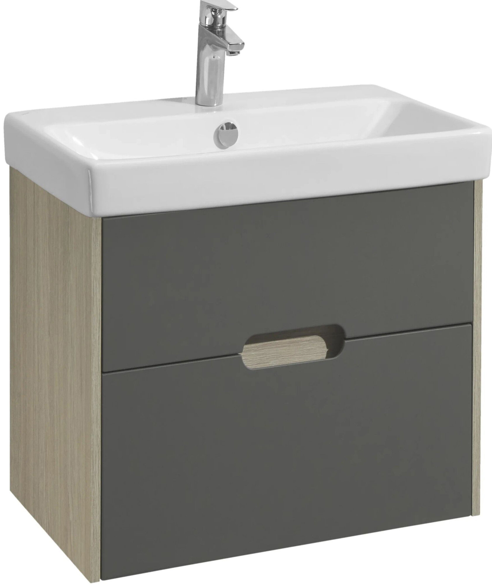 Тумба под раковину Акватон Оливия 55 см тёмное дерево / серая 1A254201OLUG0