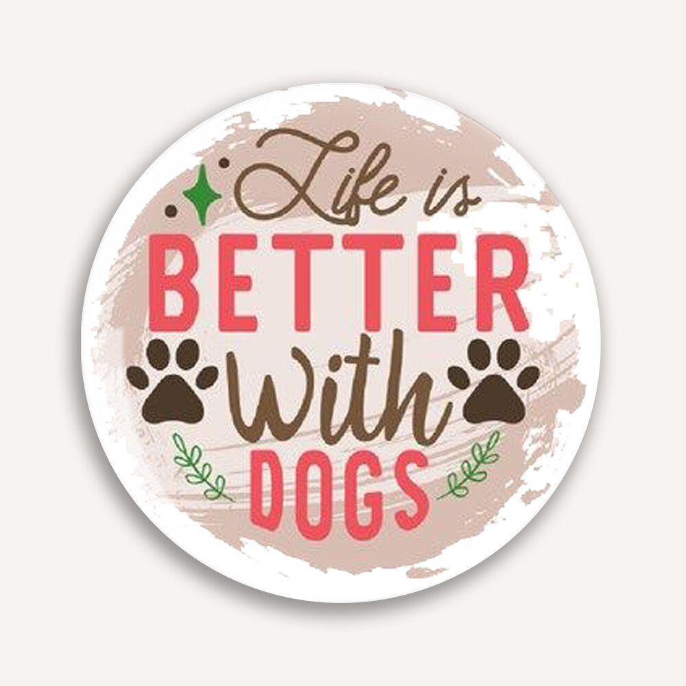 Магнит для холодильника 2D с изображением собаки и надписью "Life Is Better with Dogs", 1 шт.