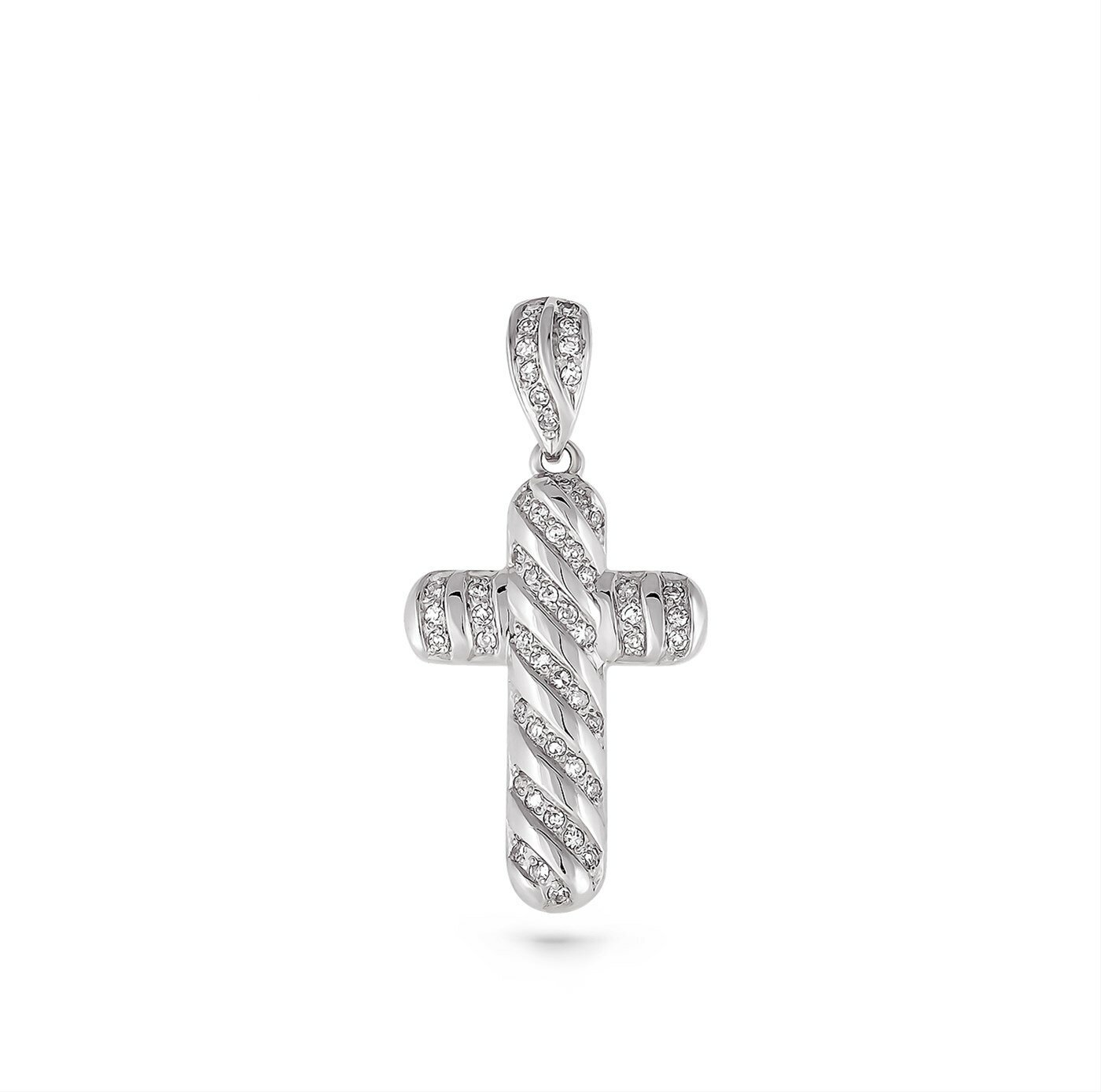 Крестик, белое золото, 585 проба, бриллиант