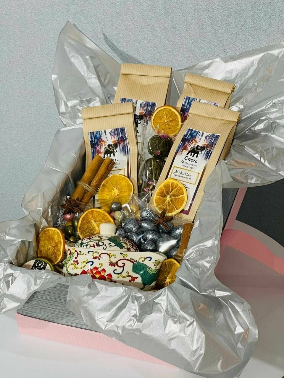 Набор элитного чая с чайником ручной работы / Подарок