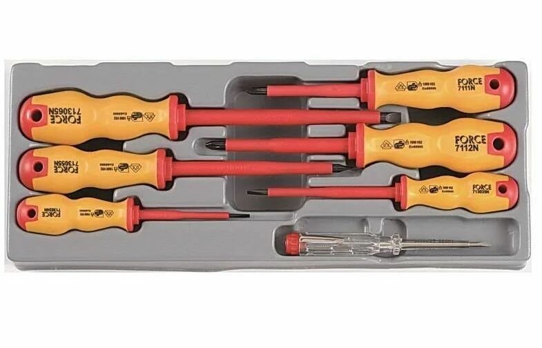 Набор FORCE 20718N пробник и отвёртки с диэлектрическим покрытием 7пр в ложементе