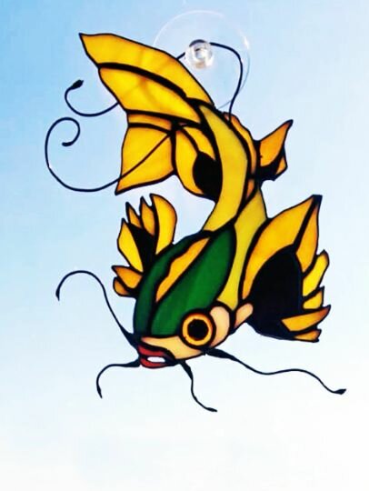 Декор для дома рыба карп кои. Витражная подвеска. Украшение подвесное интерьерное