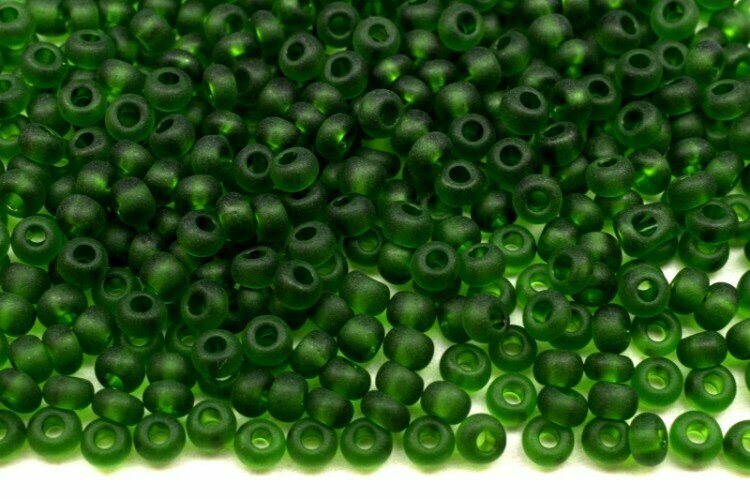 Бисер чешский PRECIOSA круглый 10/0 50120/1 матовый зеленый прозрачный, 5 грамм