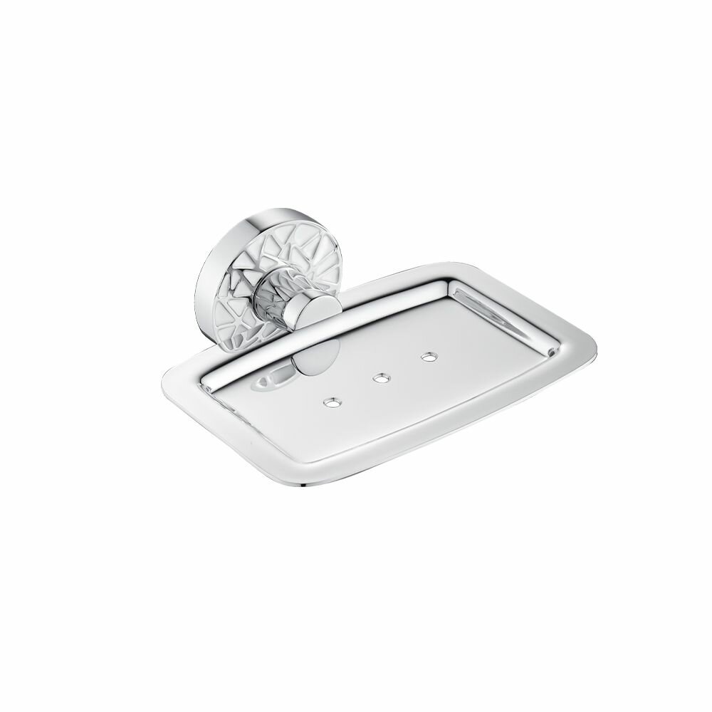 Мыльница GFmark 3202 хром на основании с белой мозаикой