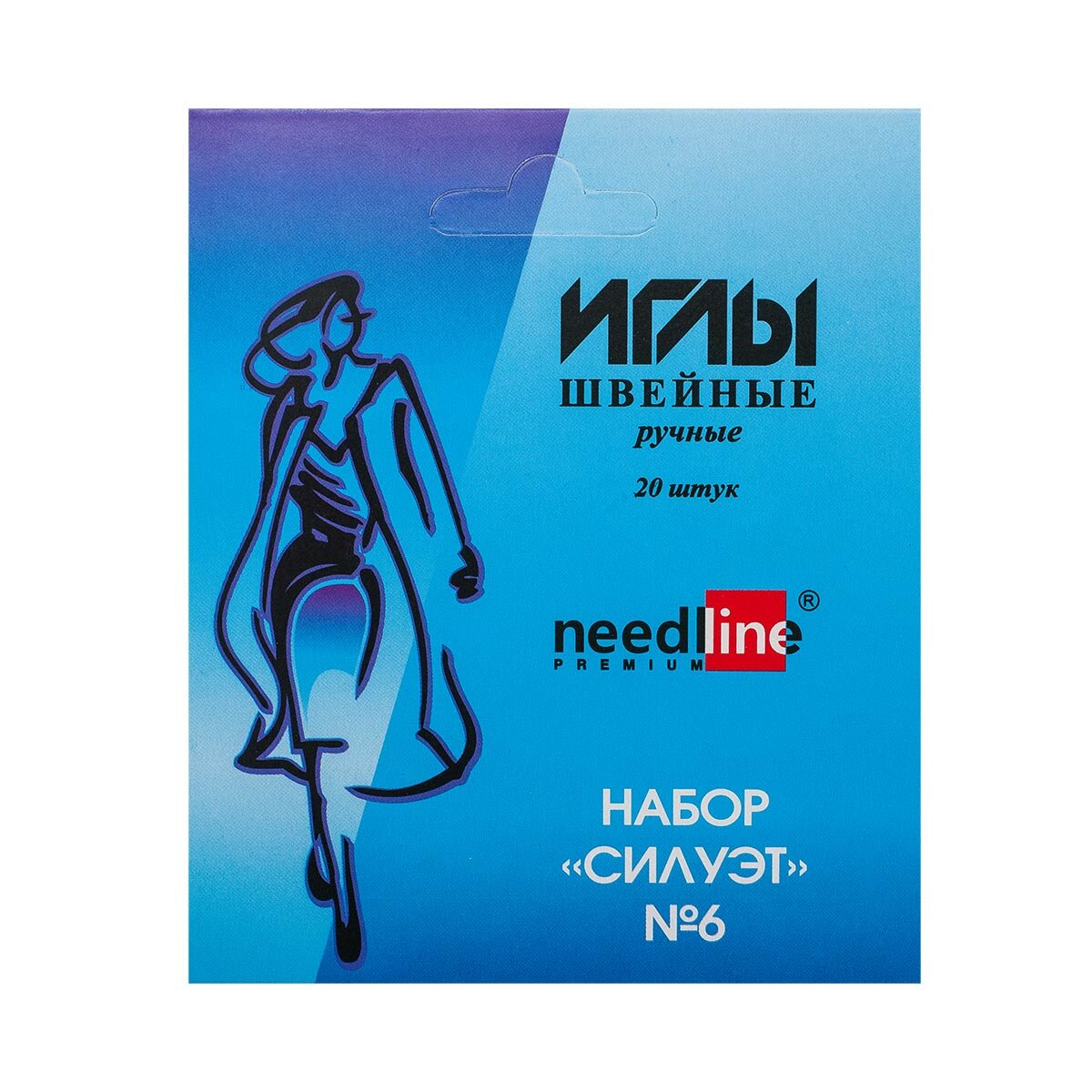 Иголки для шитья ручные, набор №6 'Силуэт' никелированные, 20шт*5 упак, Игольный завод ИЗ-200906