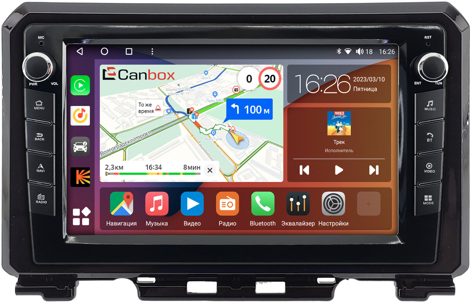 Штатная магнитола Suzuki Jimny 4 2018-2024 Canbox H-Line 7823-9216 Android 10 (4G-SIM, 4/64, DSP, IPS) С крутилками