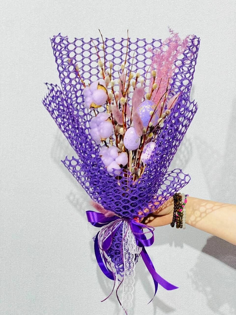 Вербный букет с хлопком / Верба живая / Пасхальная композиция