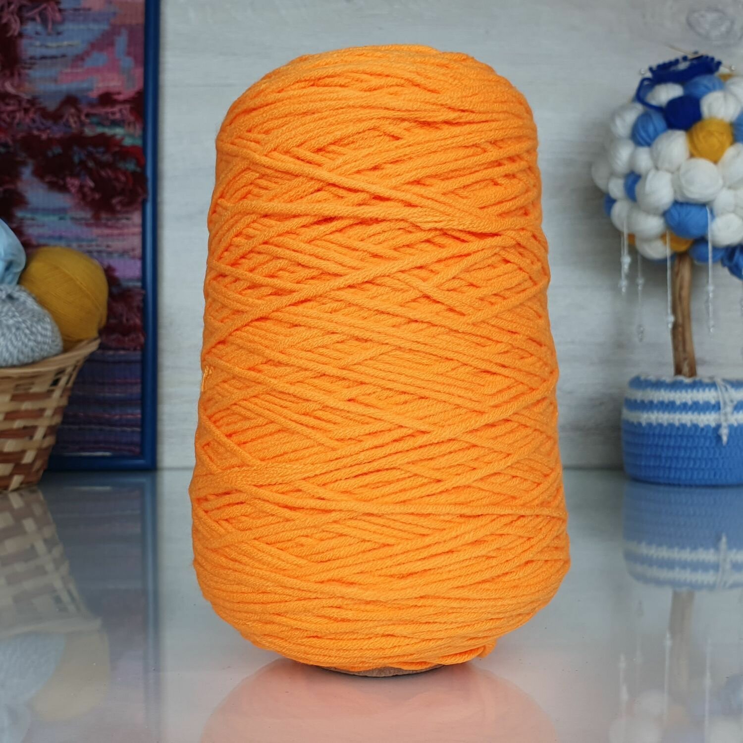 Пряжа MALIK HOBBY Соловей, тафтинг, желто-оранжевый - 88, 100% акрил, 1 бобина, 400 г, 400 м.