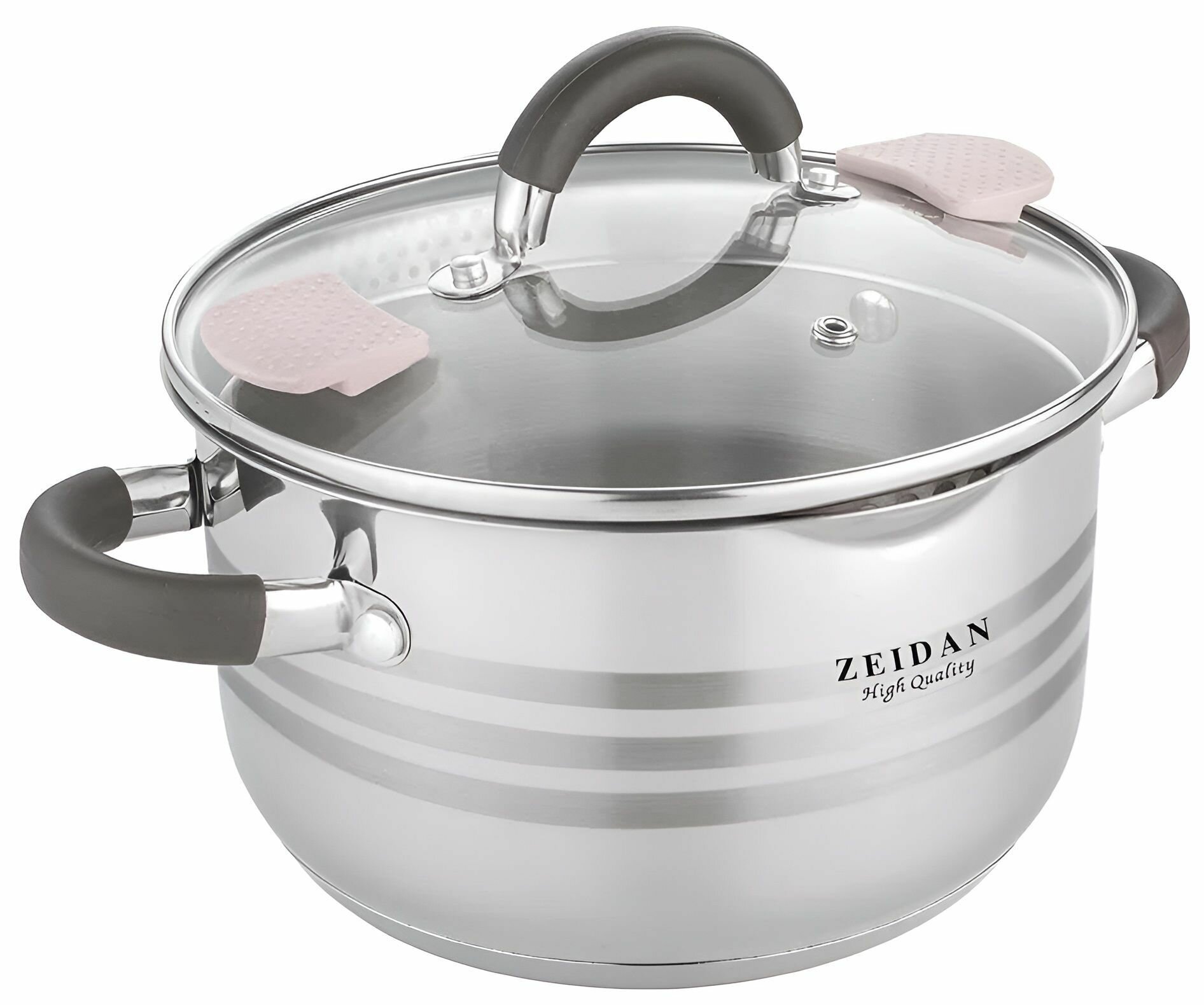 Кастрюля с крышкой нержавеющая сталь 2.1л, 16 см, Zeidan Rome, для индукционной плиты
