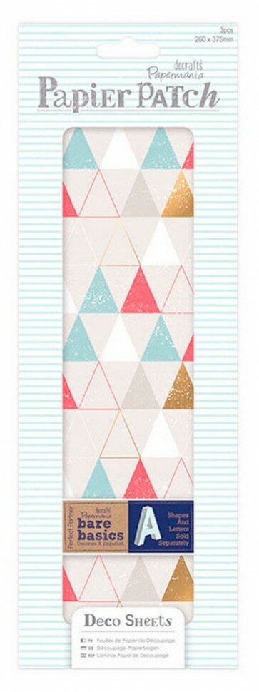 #PMA169319 Набор тонкой бумаги для хобби Geometric Neon T, Papier Patch 26 x 37.5 см Docrafts 3 листа