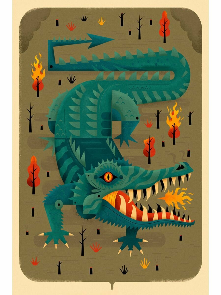 Постер "Геометрический крокодил"