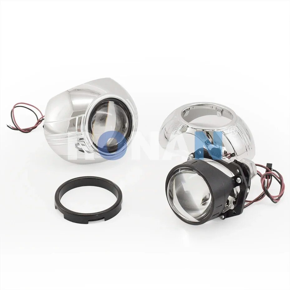 Ronan 40 Вт 2,5 'Bi светодиодный объектив для гнезда H1 H4 H7 9005/9006 Автомобильная фара модернизация полный комплект со светодиодный Ной оболочкой белый желтый 6000К, With Mask-Smax