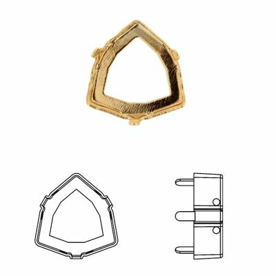 Оправа с цапами Swarovski, 24мм, пришивная, форма триллиант (#4706), базовый материал - латунь, позолоченная, 1 шт.
