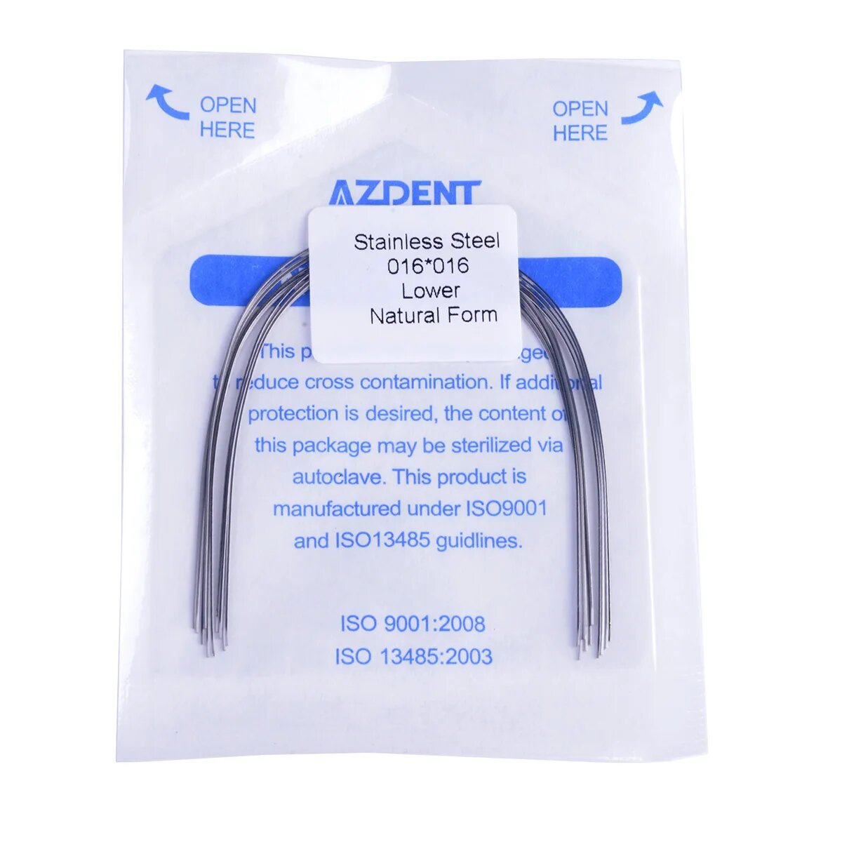 AZDENT Ортодонтические проволочные дуги из нержавеющей стали 1 Pack 016x016 Lower